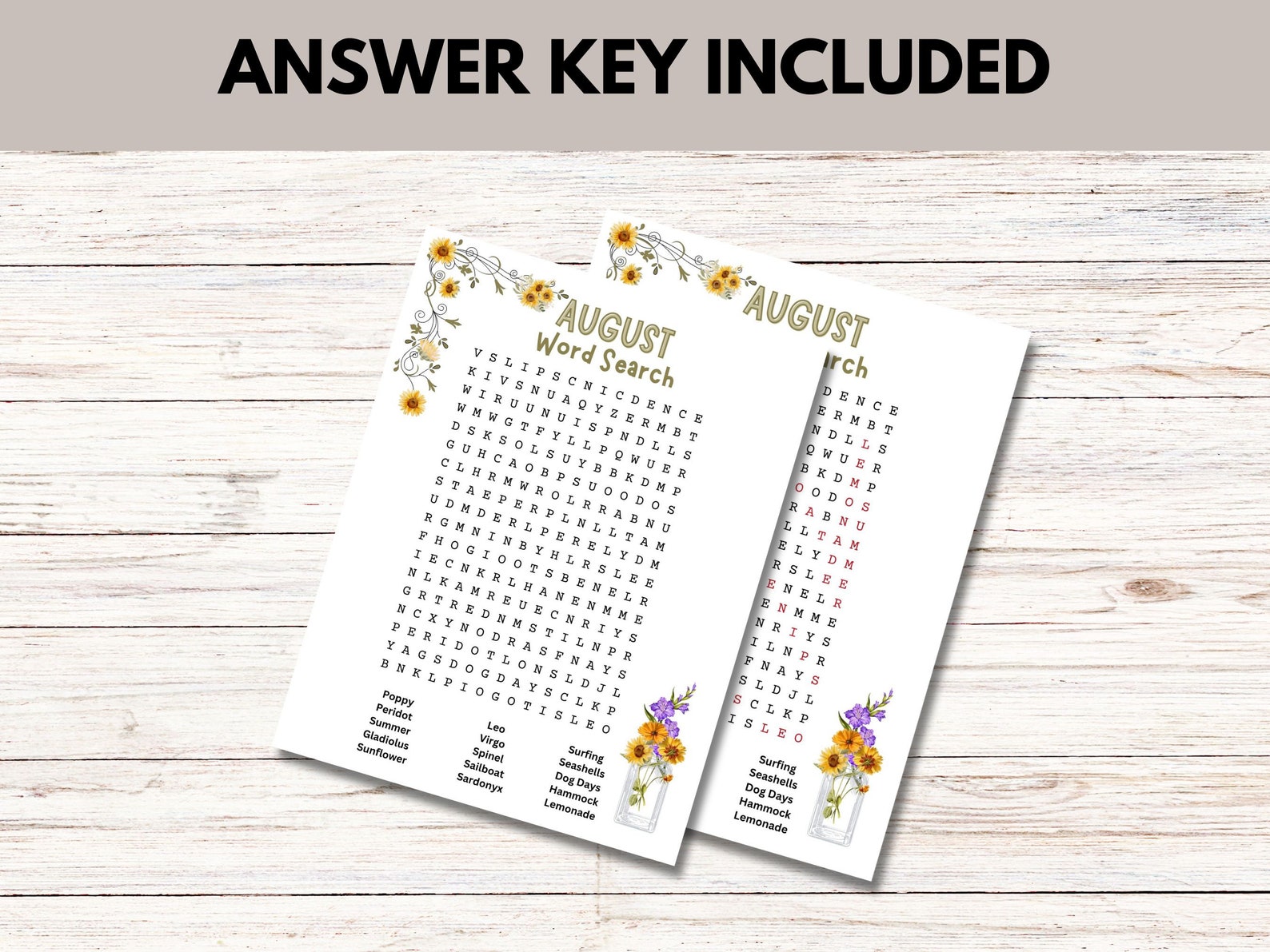 Printable August Word Search, Summer Word Find, Home-school Puzzle - Etsy