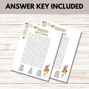 Printable August Word Search, Summer Word Find, Home-school Puzzle - Etsy