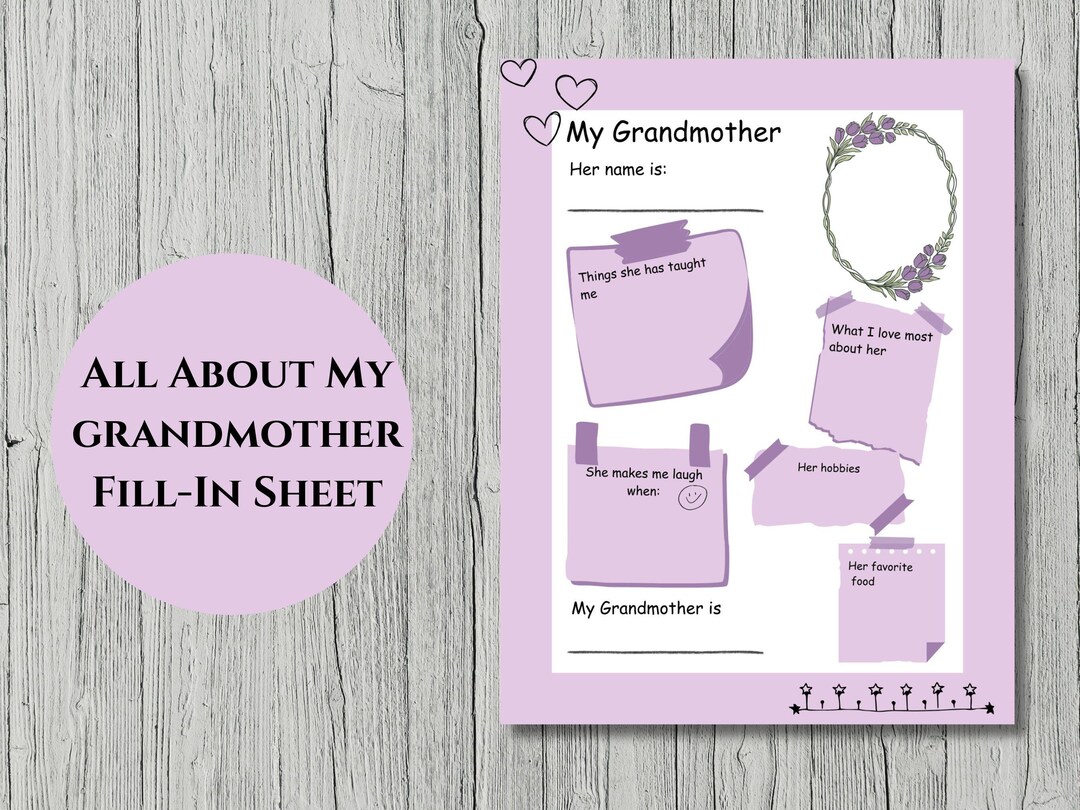 All About My Grandmother Fill-in Sheet Printable, Grandparent's Day ...