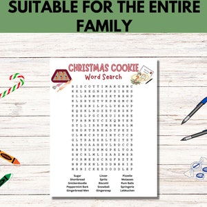 Christmas Cookie Word Search, Winter Word Find, Holiday Printable Games ...