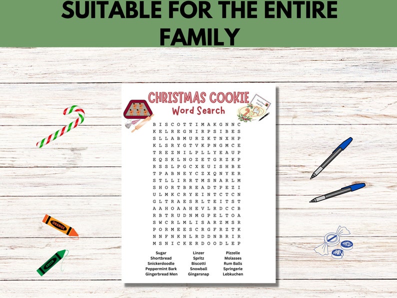 Christmas Cookie Word Search, Winter Word Find, Holiday Printable Games ...