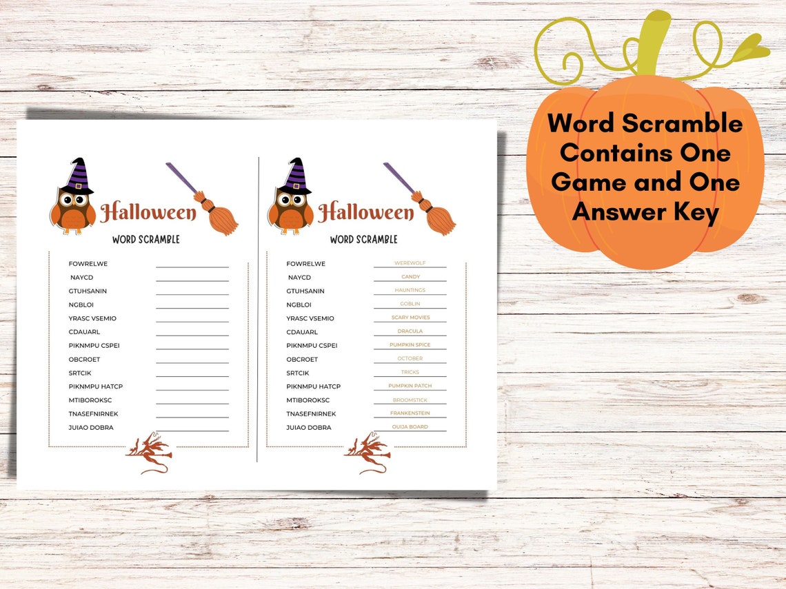 Printable Halloween Games Bundle--word Scramble, Candy Dice, & Think ...