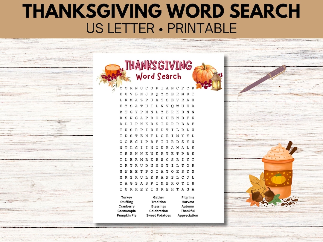 Thanksgiving Word Search Printable, Autumn Word Find, Fall Classroom ...