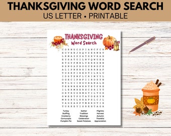 Thanksgiving Word Search - Printable - Etsy