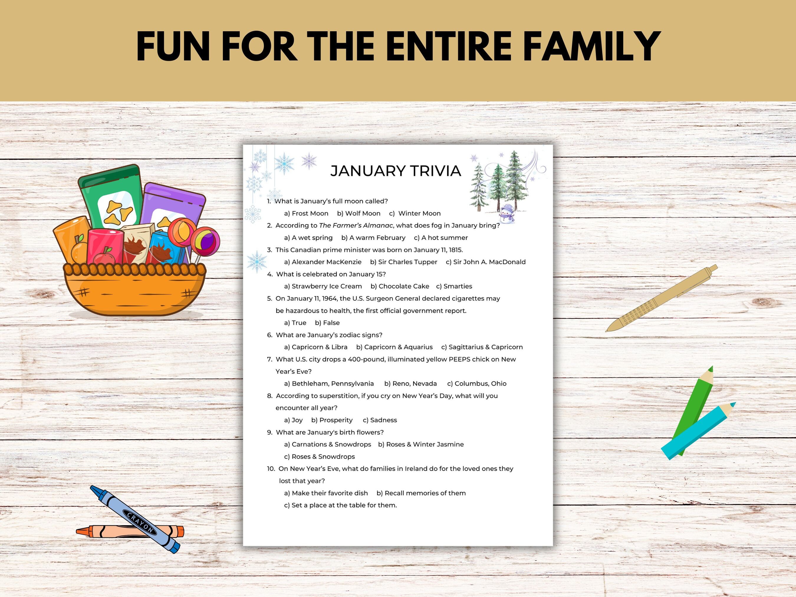 January Trivia Printable Game, Winter Word Game, Winter Home School ...