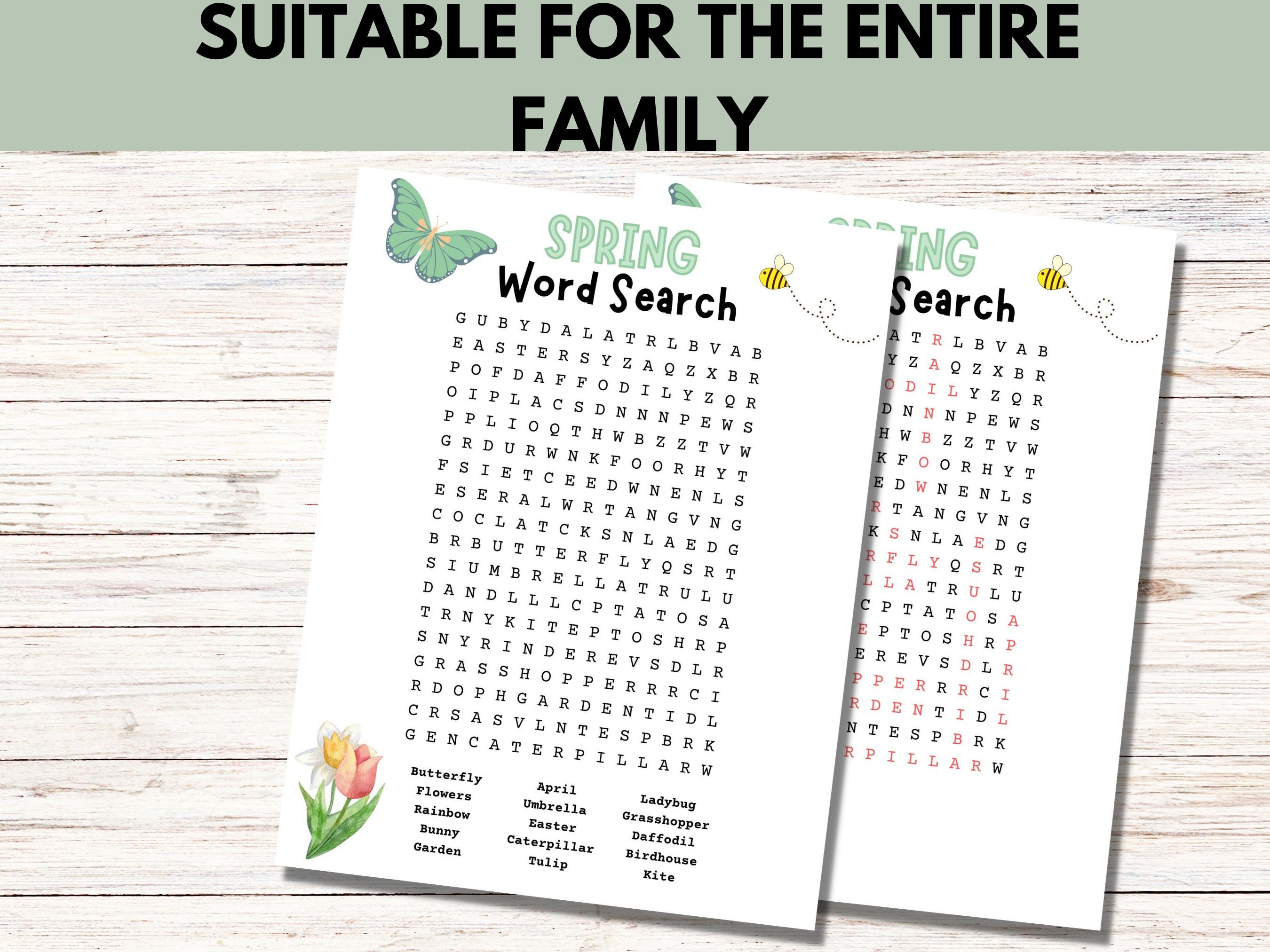 Spring Word Search Puzzle, Family Activity (digital Download) - Etsy