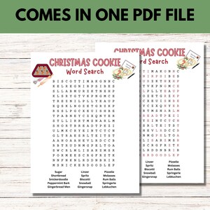 Christmas Cookie Word Search, Winter Word Find, Holiday Printable Games ...