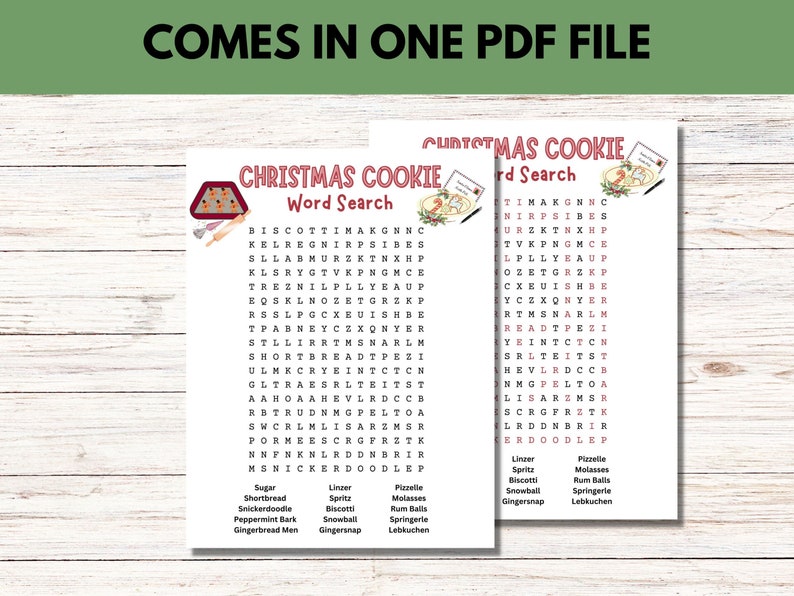 Christmas Cookie Word Search, Winter Word Find, Holiday Printable Games ...