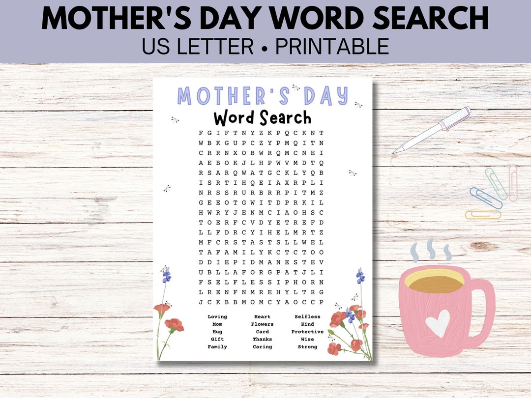 Mother's Day Word Search, Mothering Sunday Puzzle, Mother's Day ...