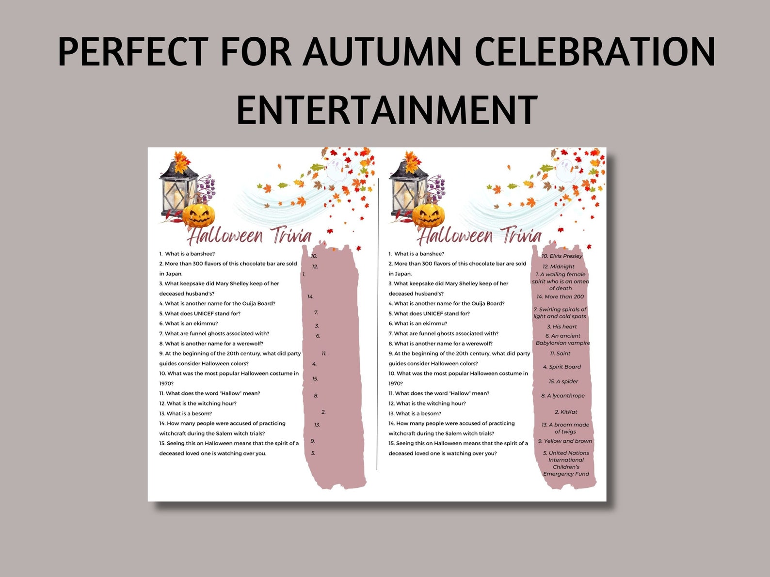 Printable Halloween Trivia Game, Autumn Word Games, Halloween Party ...