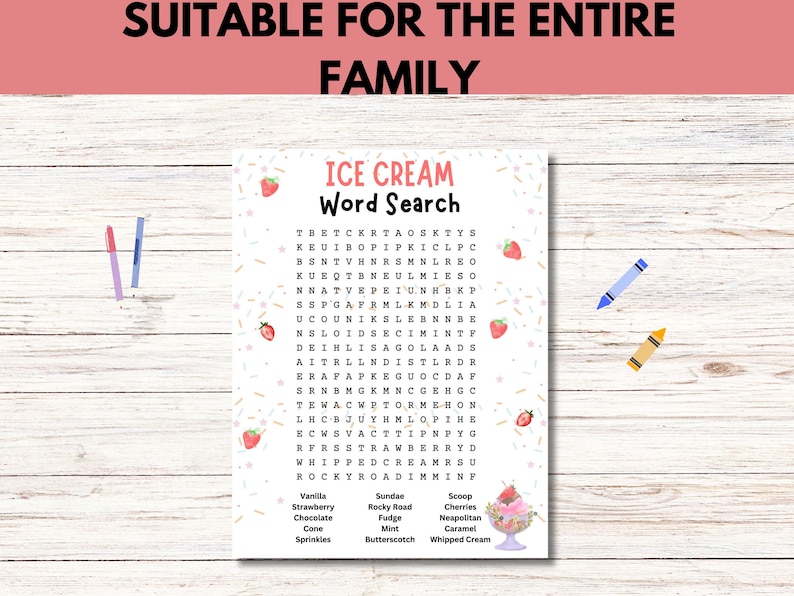 Ice Cream Word Search, Summer Word Find, Summer Classroom Activity ...
