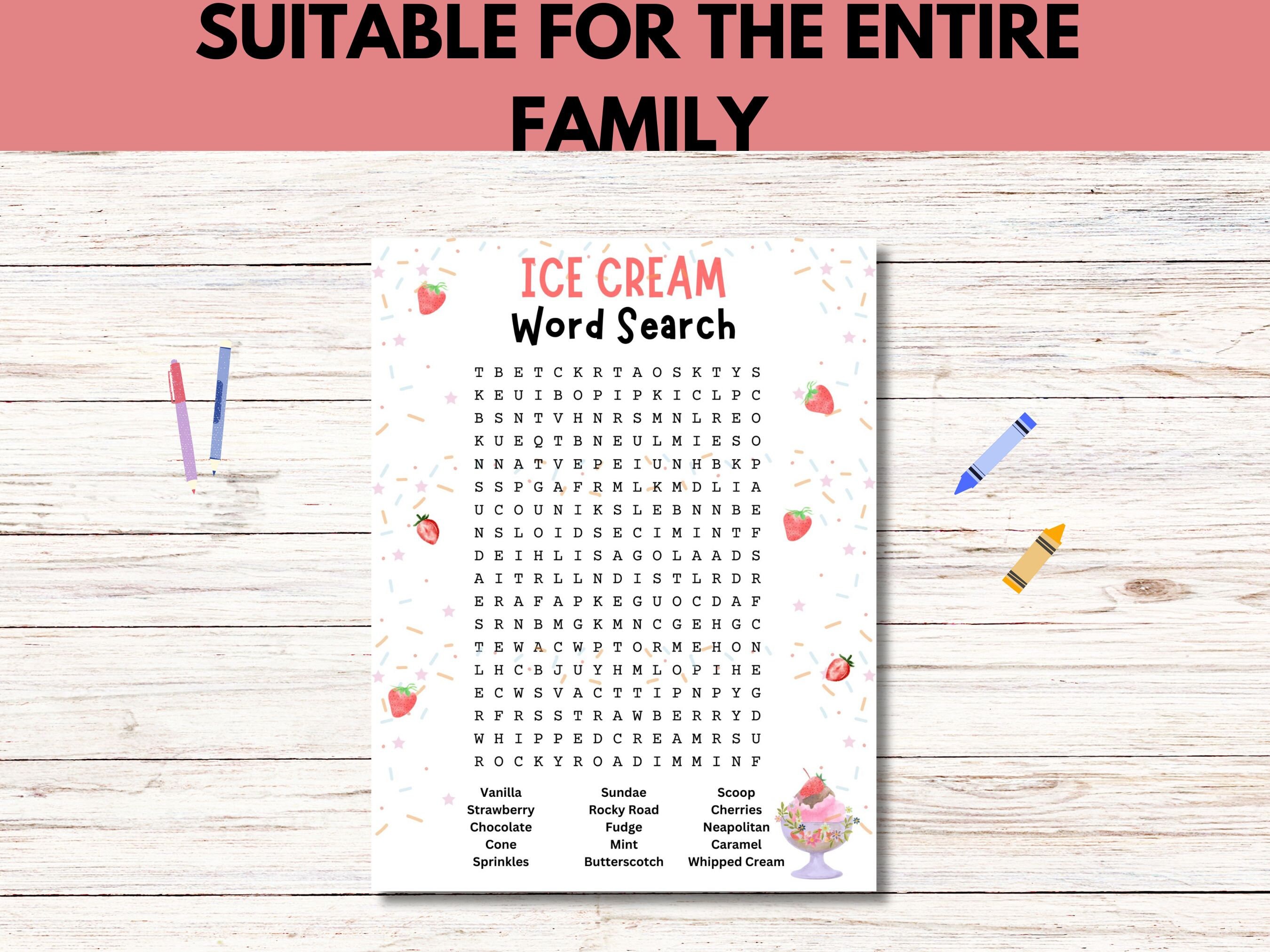 Ice Cream Word Search, Summer Word Find, Summer Classroom Activity ...