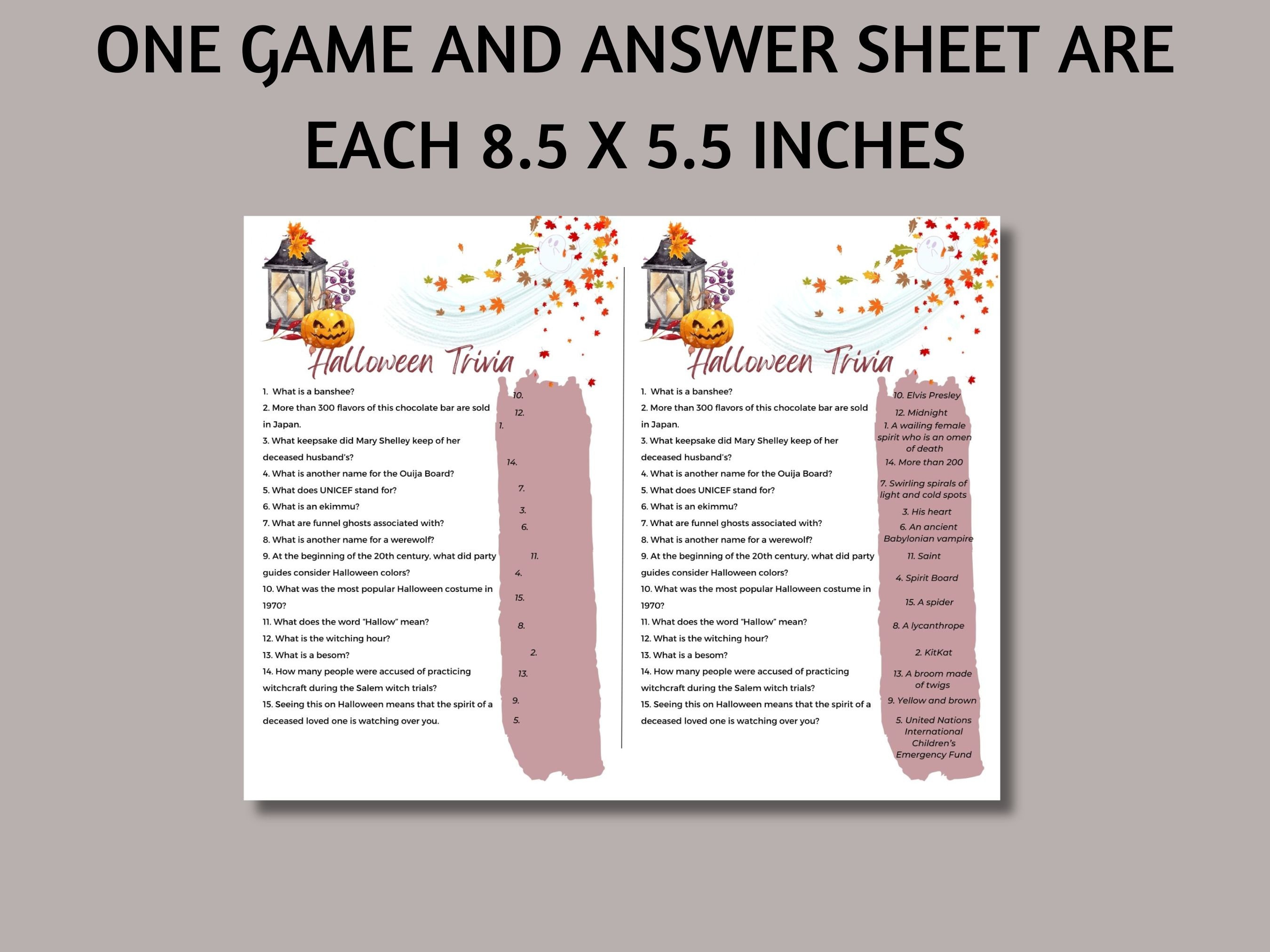 Printable Halloween Trivia Game, Autumn Word Games, Halloween Party ...