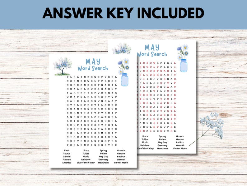 Printable May Word Search Puzzle, Spring Classroom Activity (digital ...