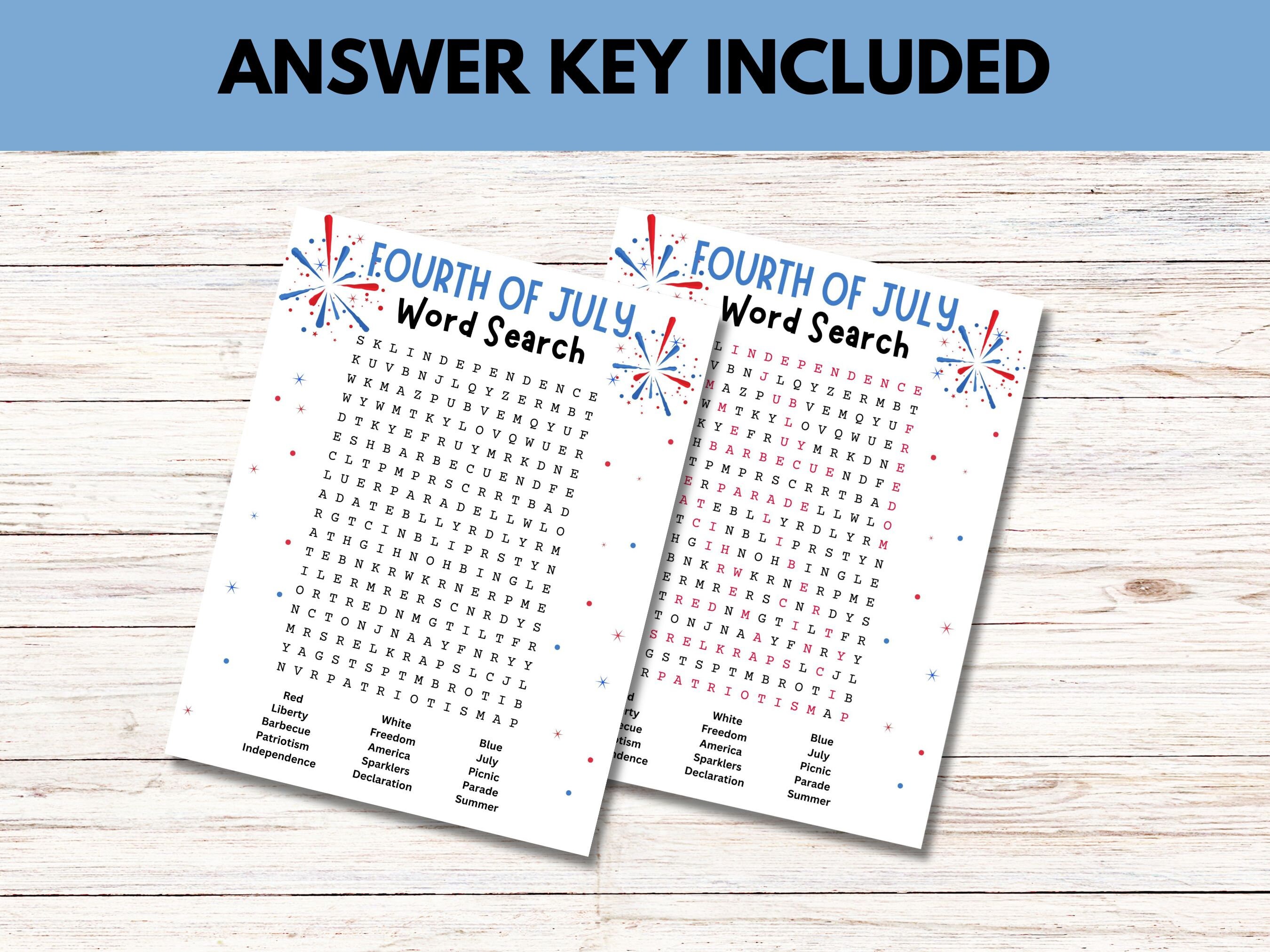 Fourth of July Word Search, Independence Day Word Search, Fourth of ...