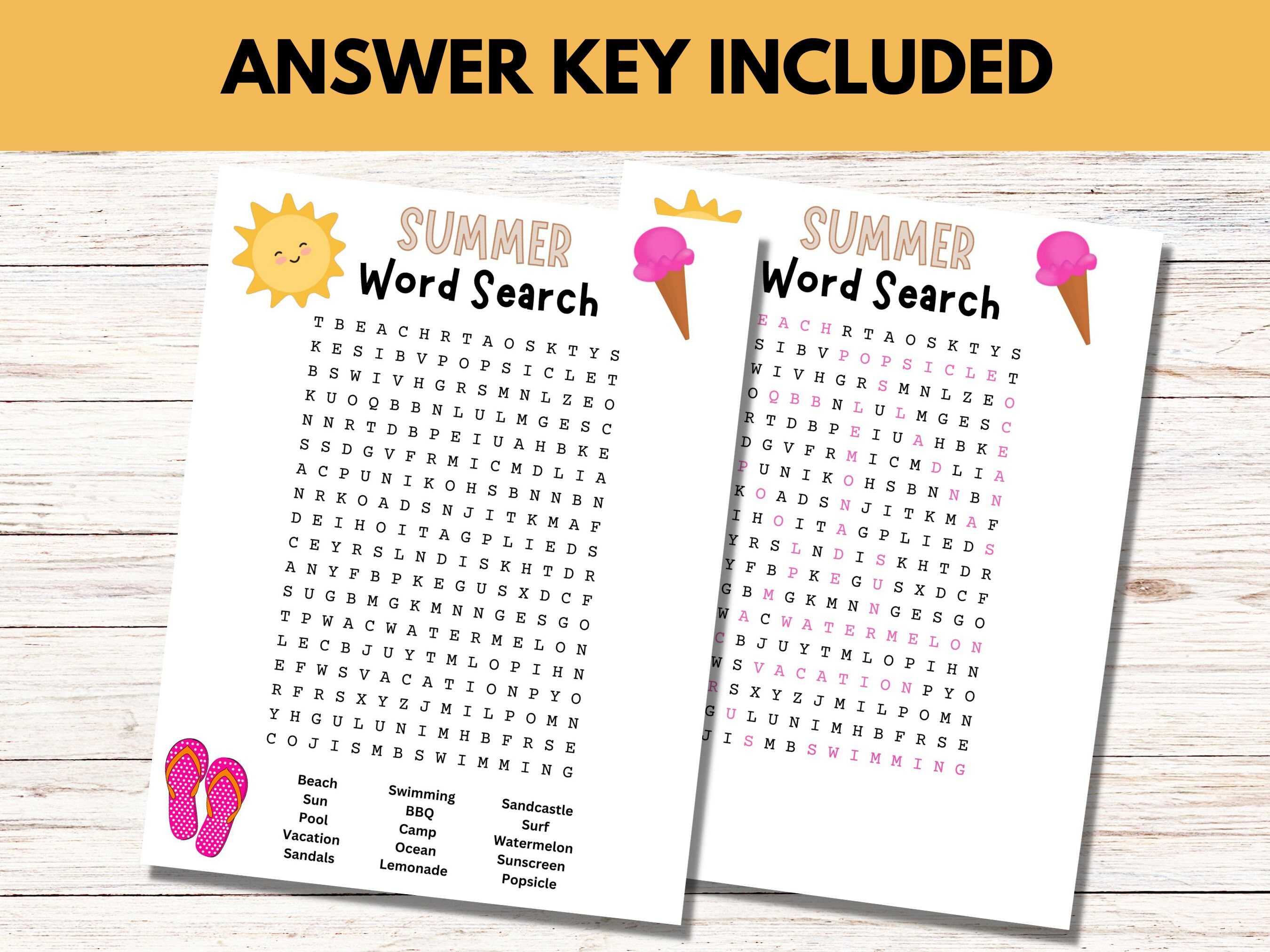 Summer Word Search, Summer Classroom Activity, Summer Home-school Fun ...