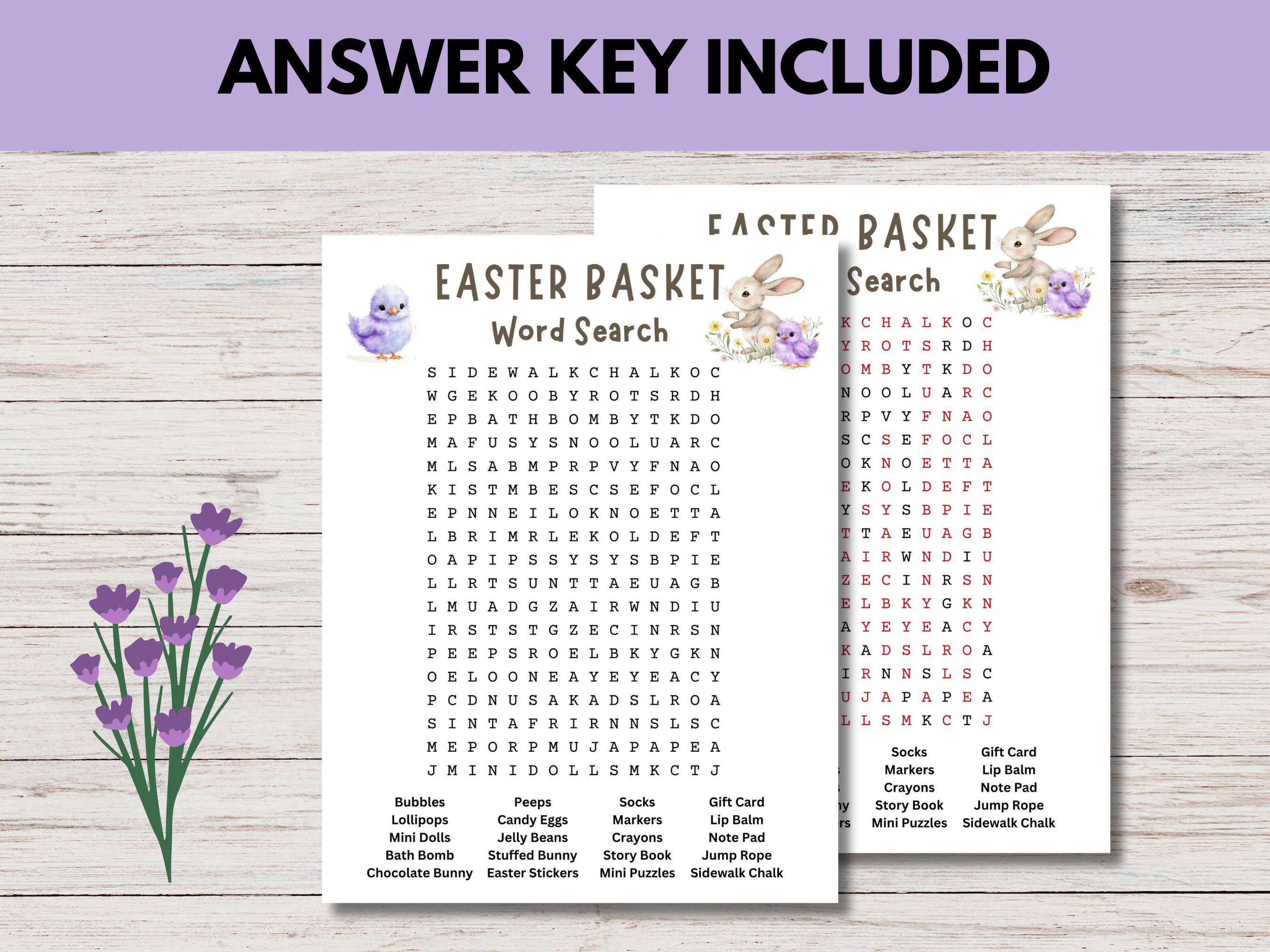 Easter Basket Word Search Printable, Easter Homeschool Puzzle, Kid's ...