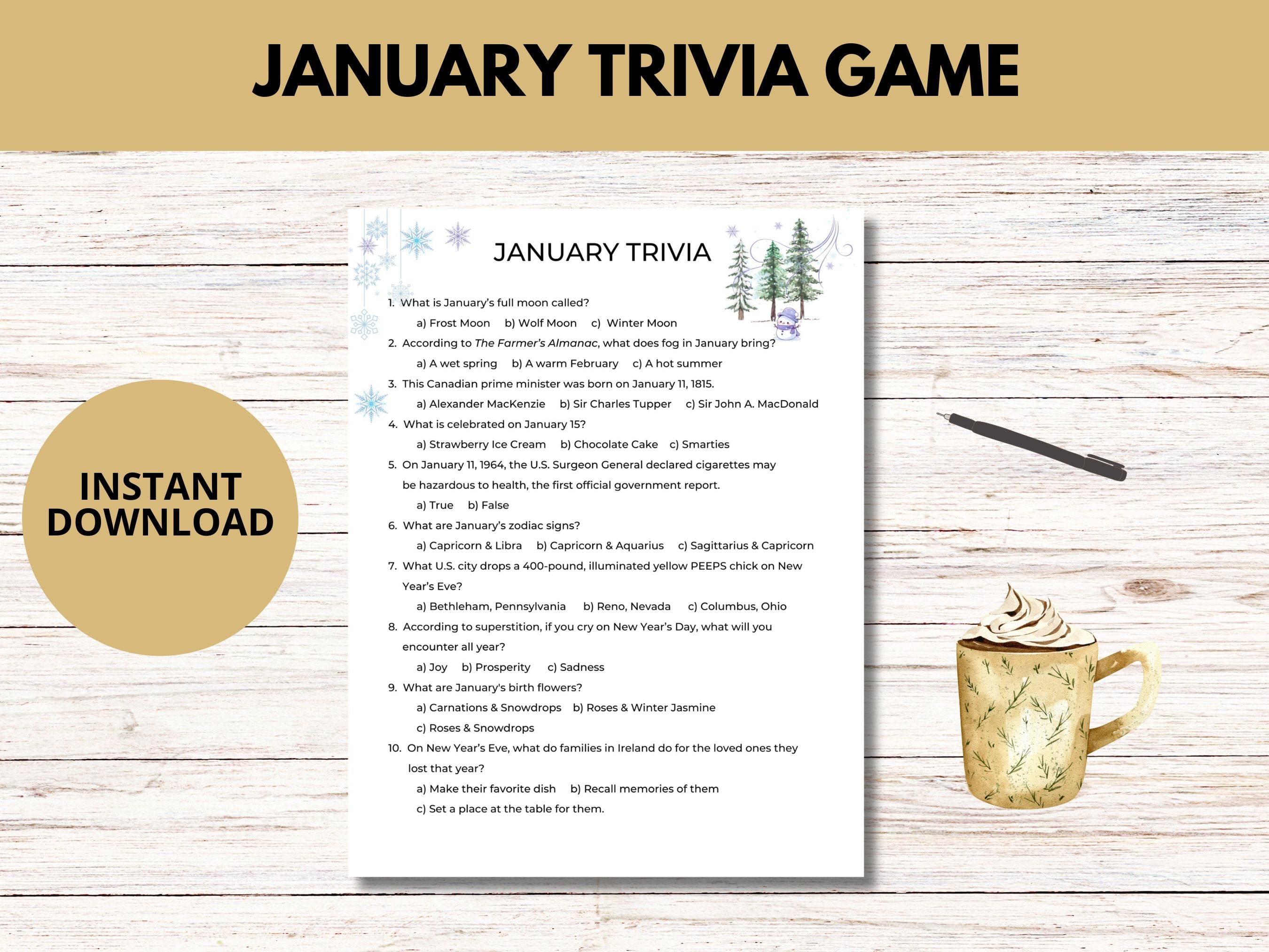 January Trivia Printable Game, Winter Word Game, Winter Home School ...