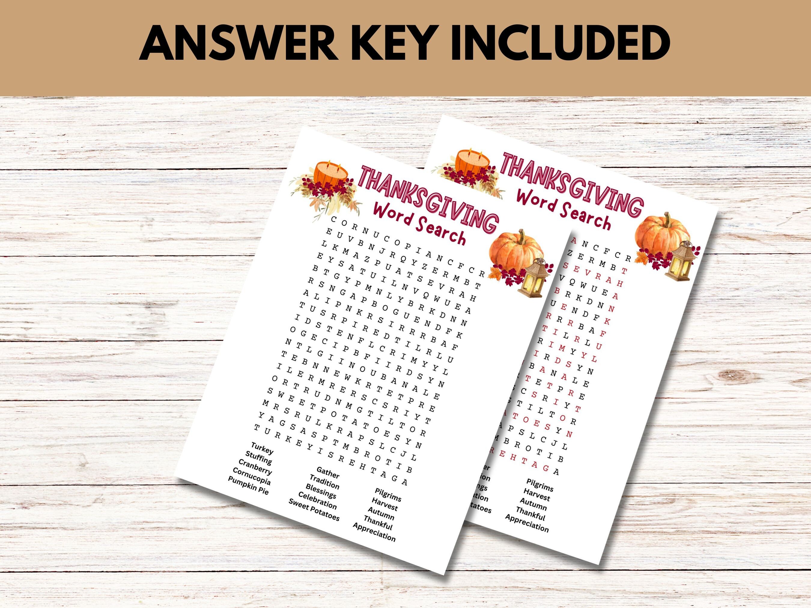 Thanksgiving Word Search Printable, Autumn Word Find, Fall Classroom ...