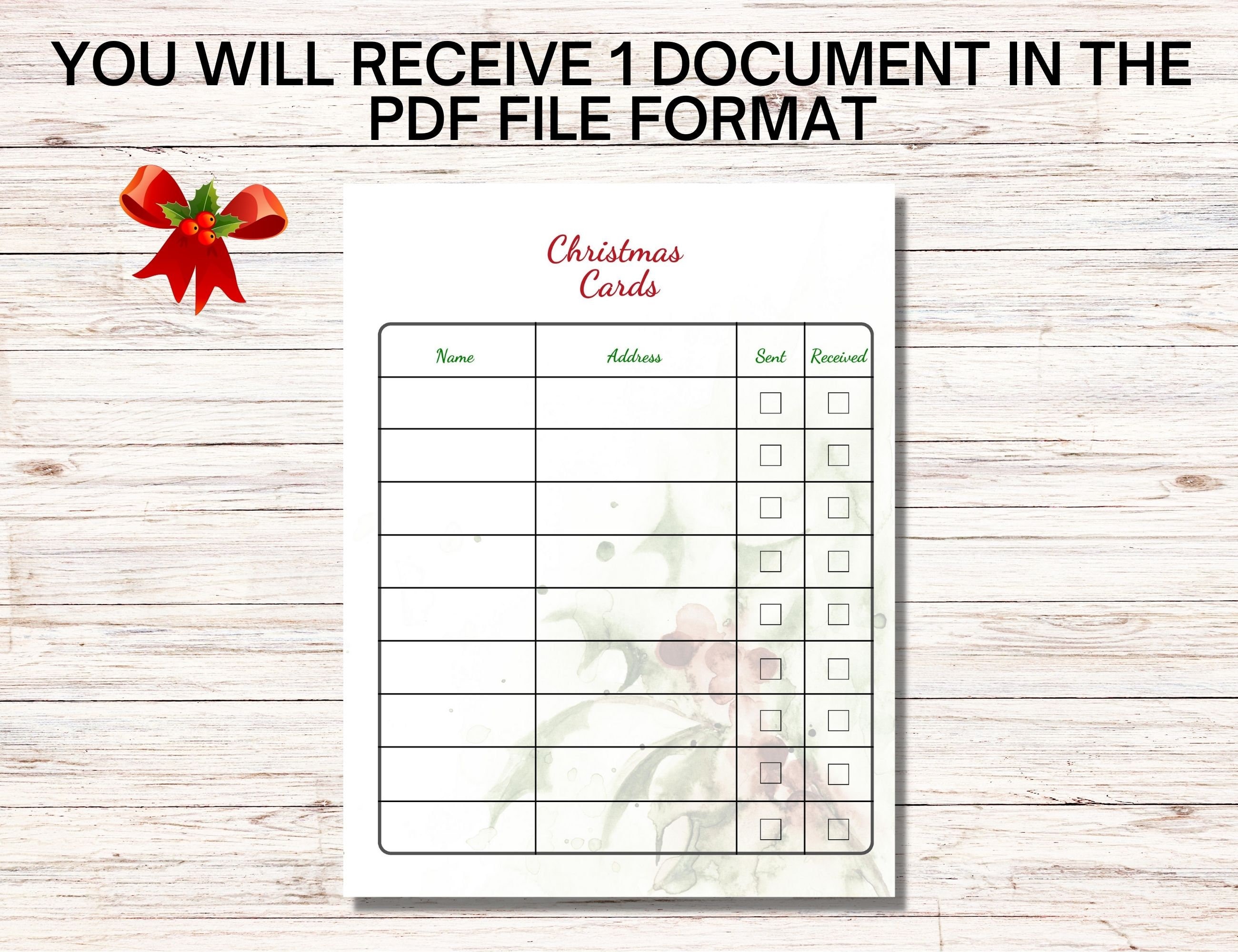 Printable Christmas Card Planner, Christmas Card Checklist, Christmas ...