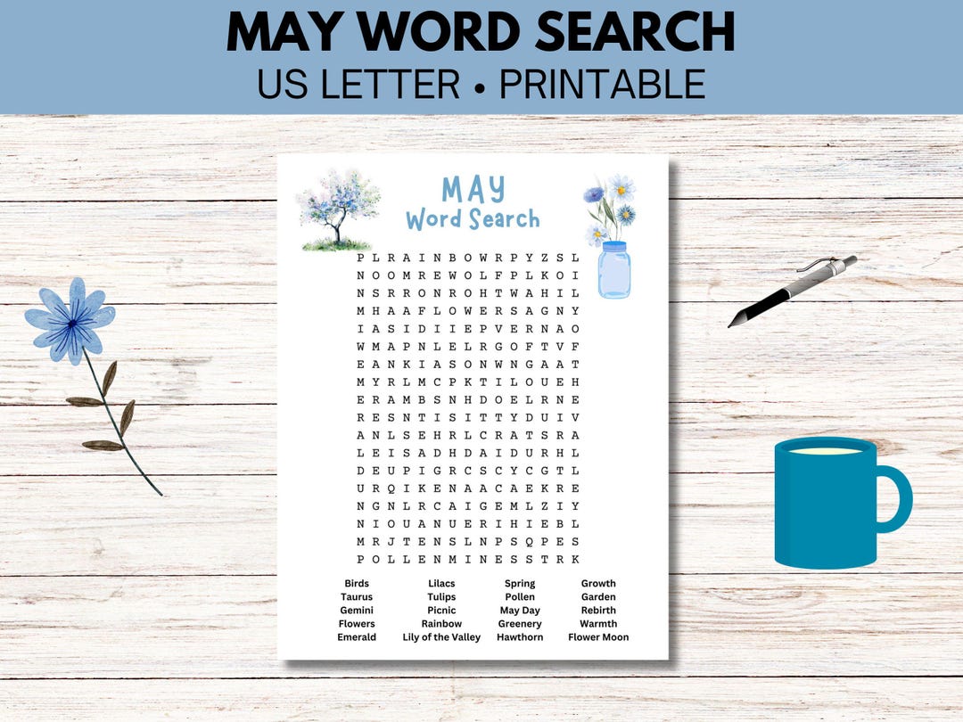 Printable May Word Search, Spring Word Find, Spring Classroom Puzzle ...
