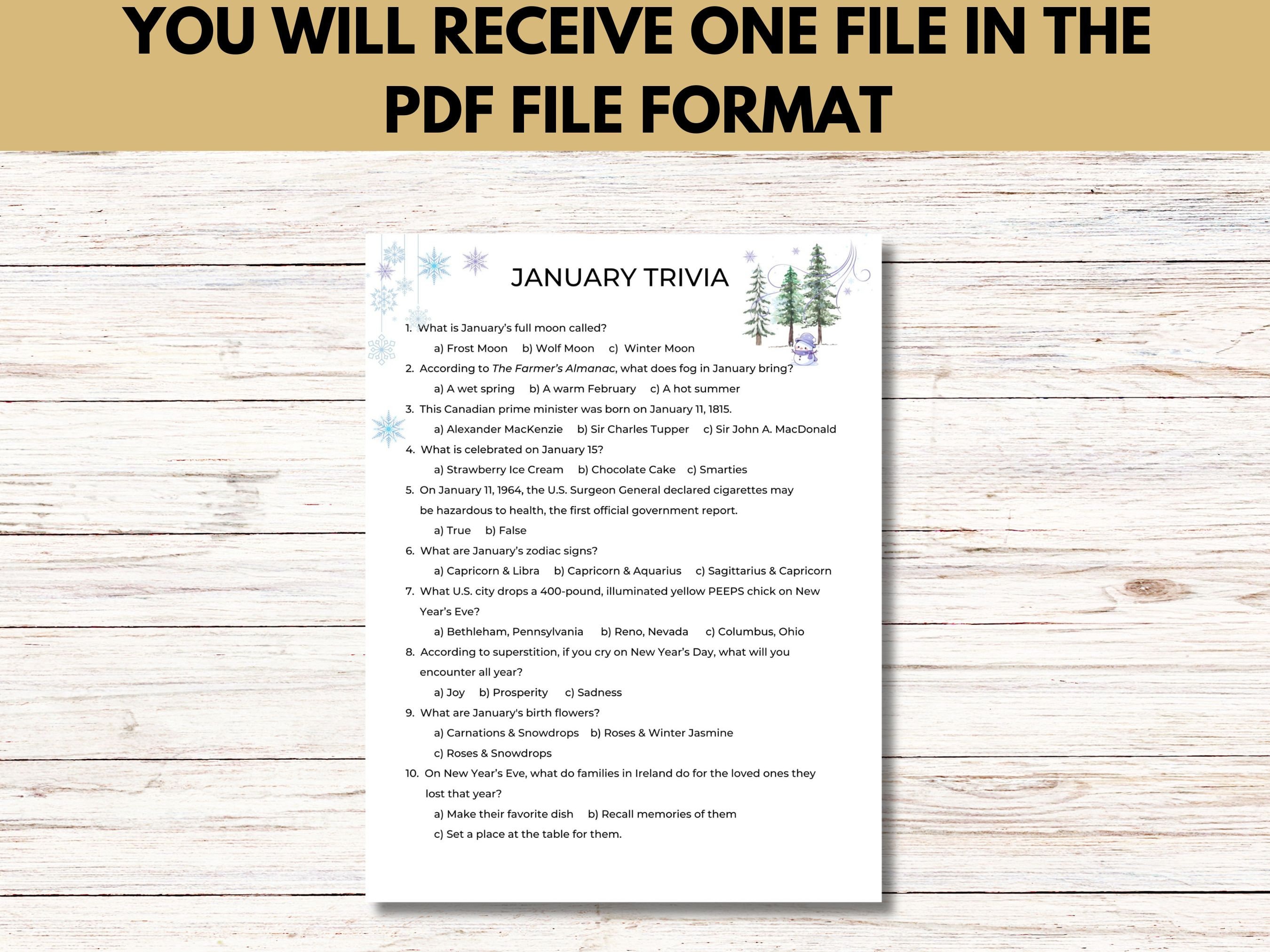 January Trivia Printable Game, Winter Word Game, Winter Home School ...