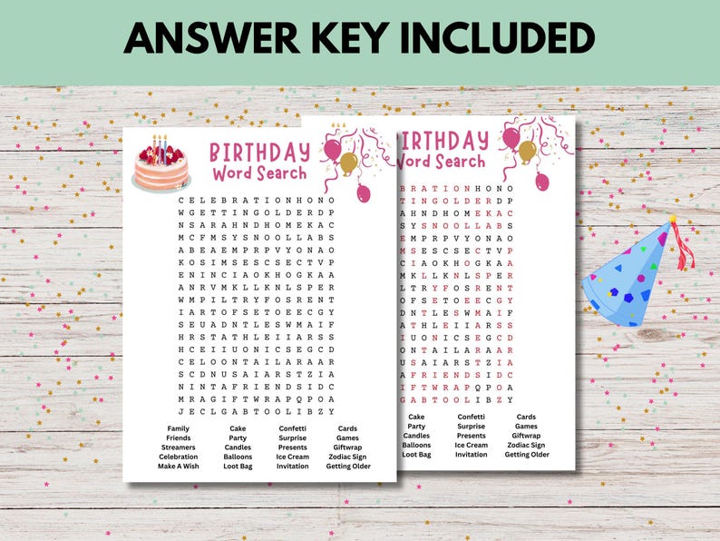 Printable Birthday Word Search, Birthday Puzzle for Kids & Adults ...