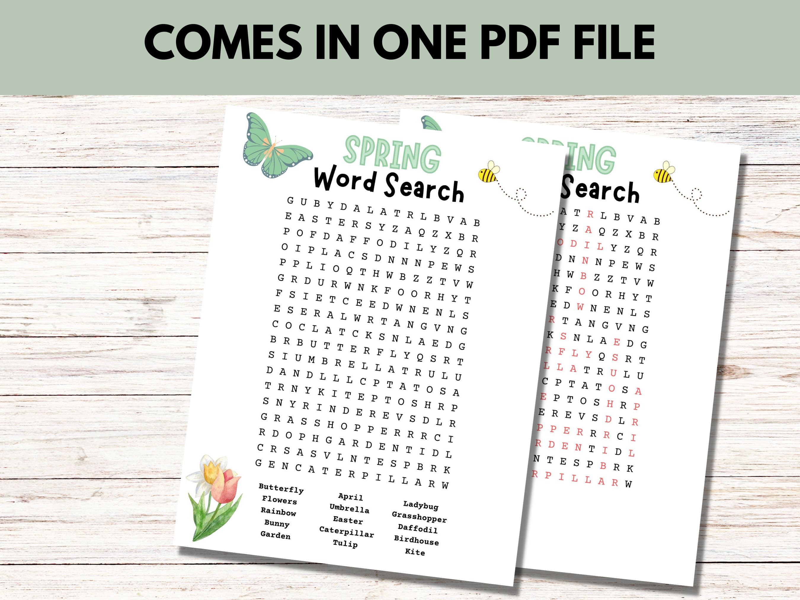 Spring Word Search, Spring Classroom Activity, Easter Family Activity ...