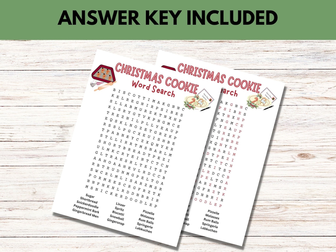 Christmas Cookie Word Search, Winter Word Find, Holiday Printable Games ...