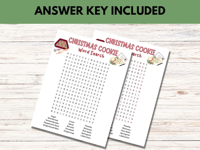 Christmas Cookie Word Search, Winter Word Find, Holiday Printable Games ...