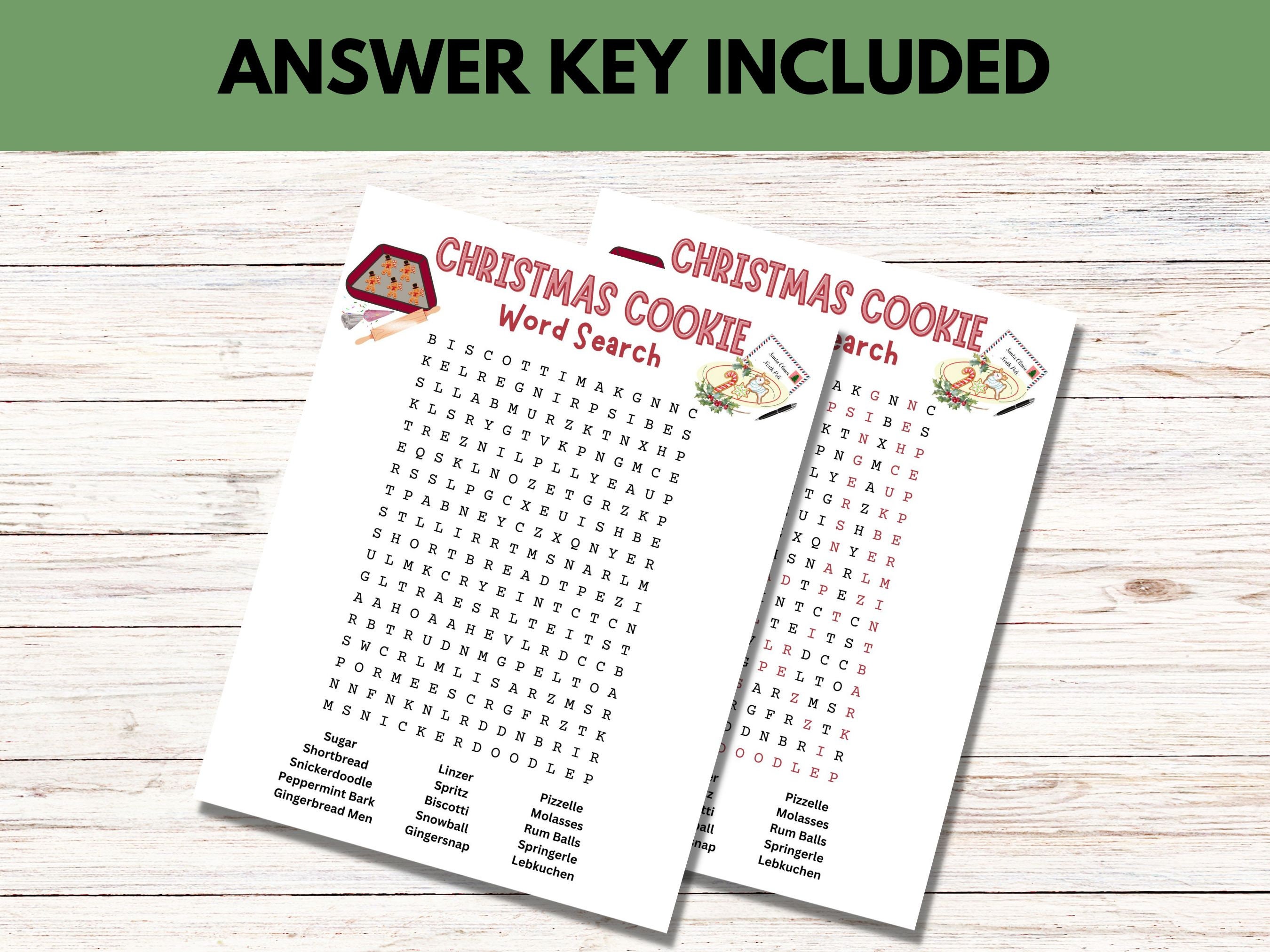Christmas Cookie Word Search, Winter Word Find, Holiday Printable Games ...