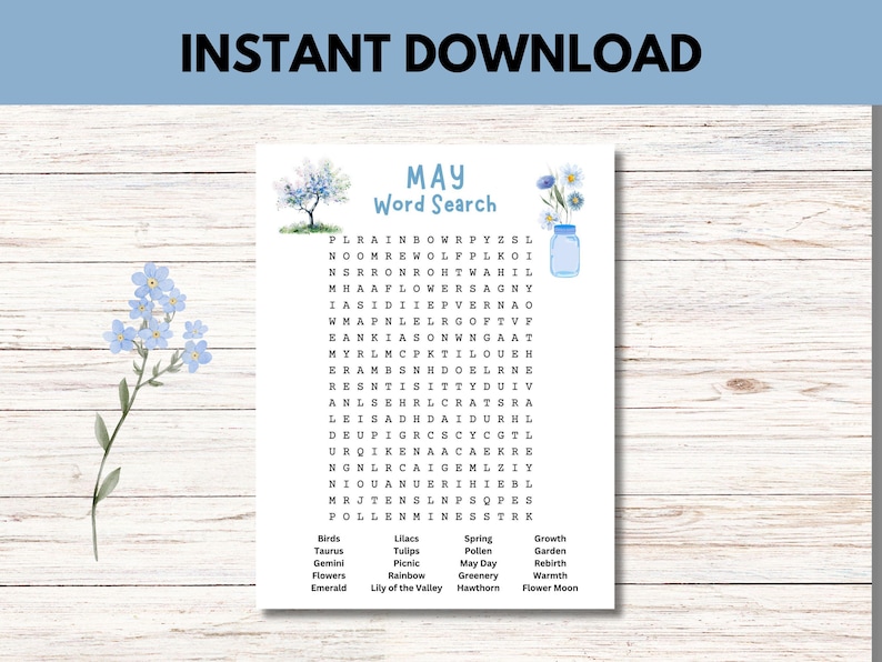 Printable May Word Search, Spring Word Find, Spring Classroom Puzzle ...