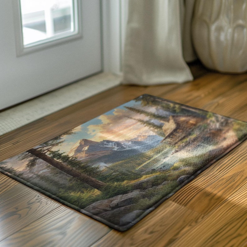 Rustic Cabin Area Rug, Cabin Decor, Nature Scene Area Rug, Forestcore ...