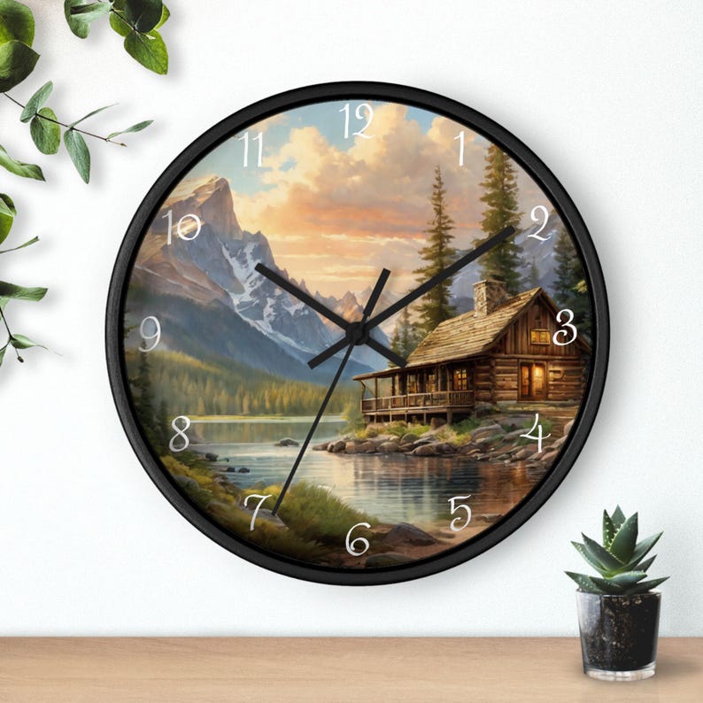 Rustic Cabin Wall Clock, Woodland Lodge Chic Home Decor, Vintage ...