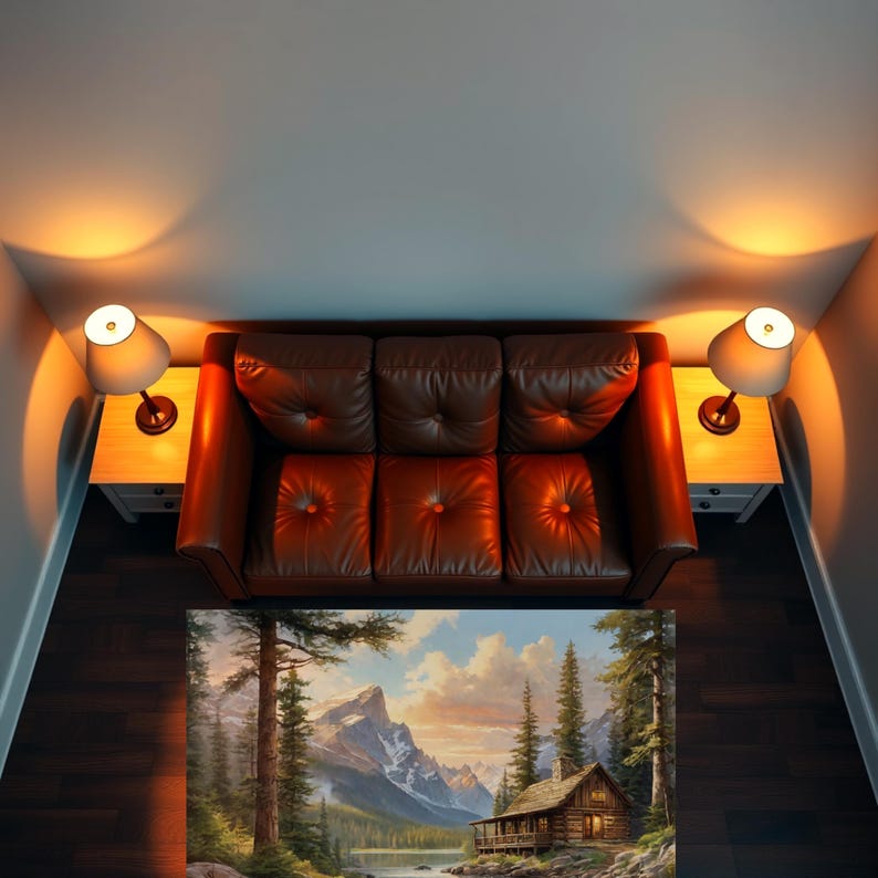 Rustic Cabin Area Rug, Cabin Decor, Nature Scene Area Rug, Forestcore ...