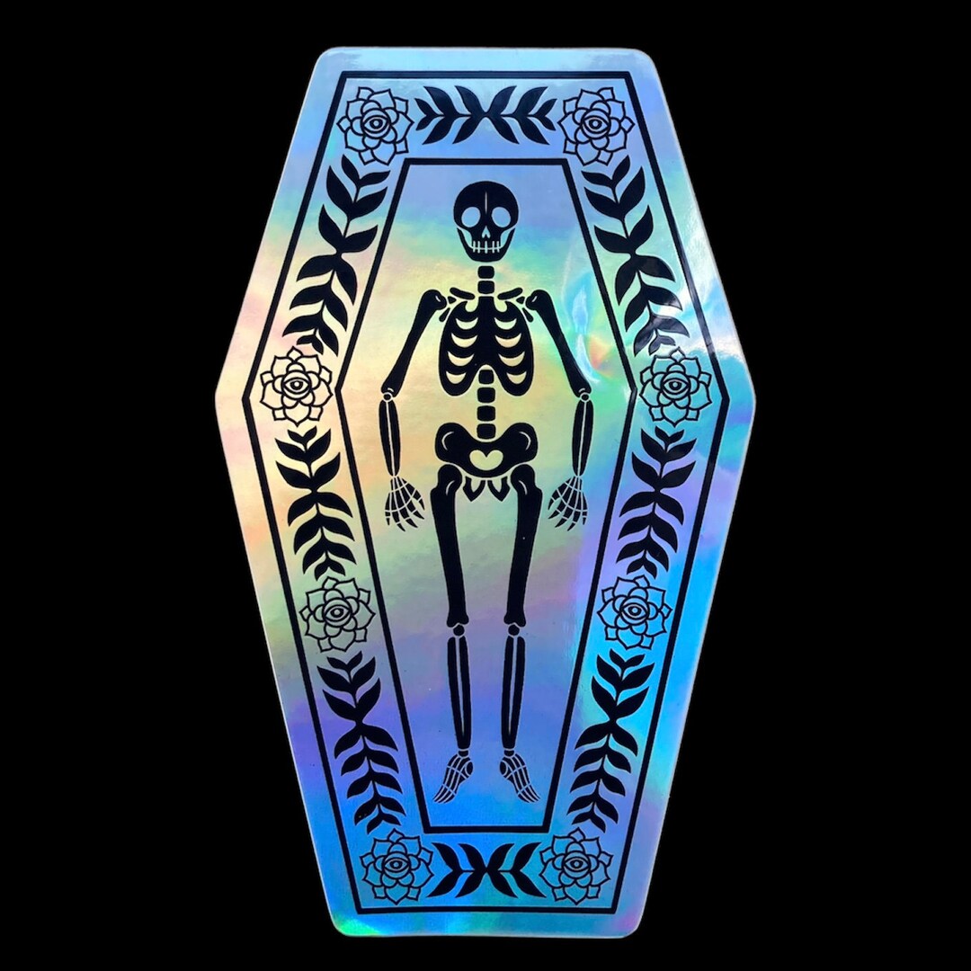 Holographic Skeleton Coffin Sticker: Spooky Gothic Decor (B Grade) - Etsy