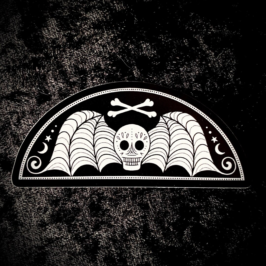 Death's Head Sticker: Waterproof, 3 In, Bat Wing Memento Mori Art ...