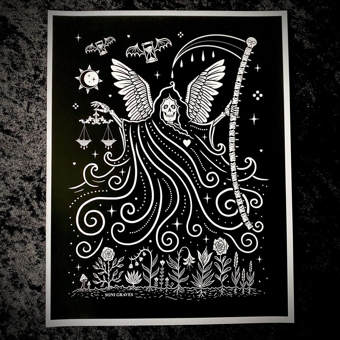 Grim Reaper Art Print: 8.5in X 11in Letter Size, Dark Gothic Wall Decor ...