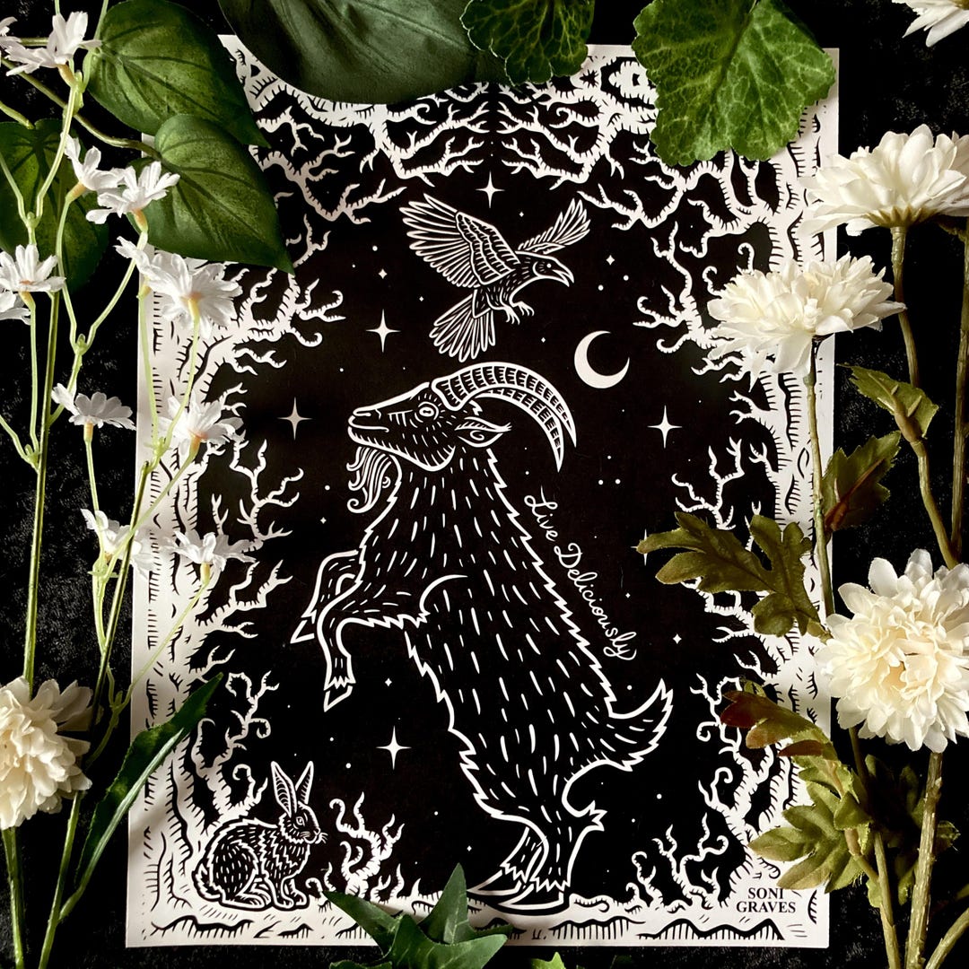 Black Phillip, Live Deliciously : Spooky Illustration, Art Print, 8.5 ...