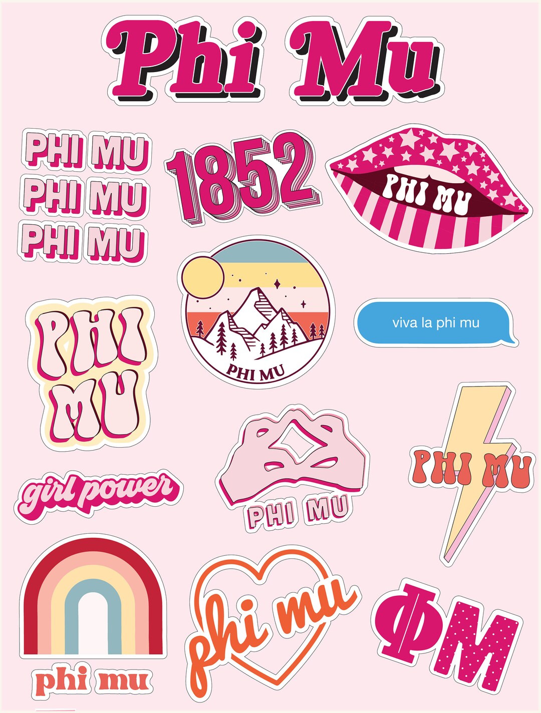 Phi Mu - Girl Power Stickers - Etsy