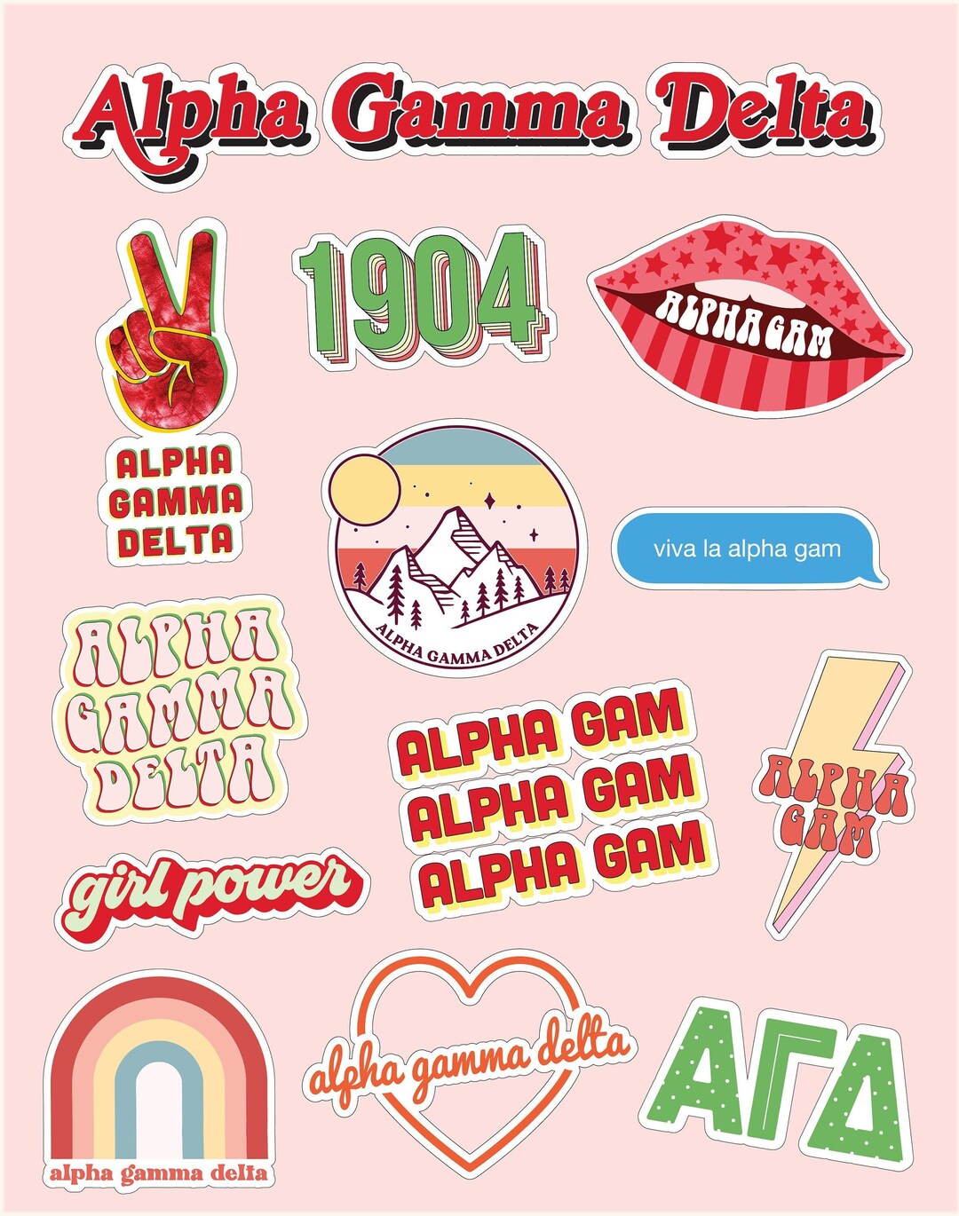 Alpha Gamma Delta - Girl Power Stickers - Etsy