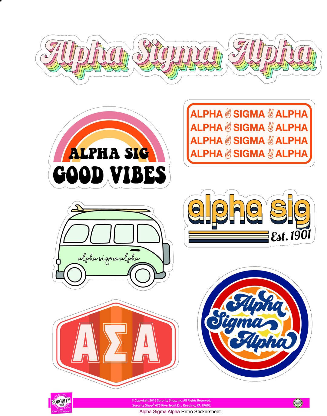 Alpha Sigma Alpha - Retro Stickers - Etsy