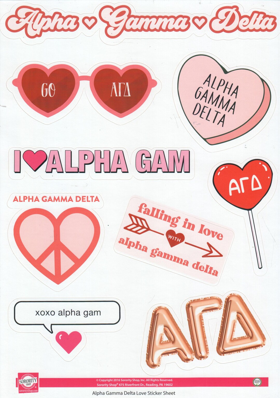 Alpha Gamma Delta - Heart Stickers - Etsy