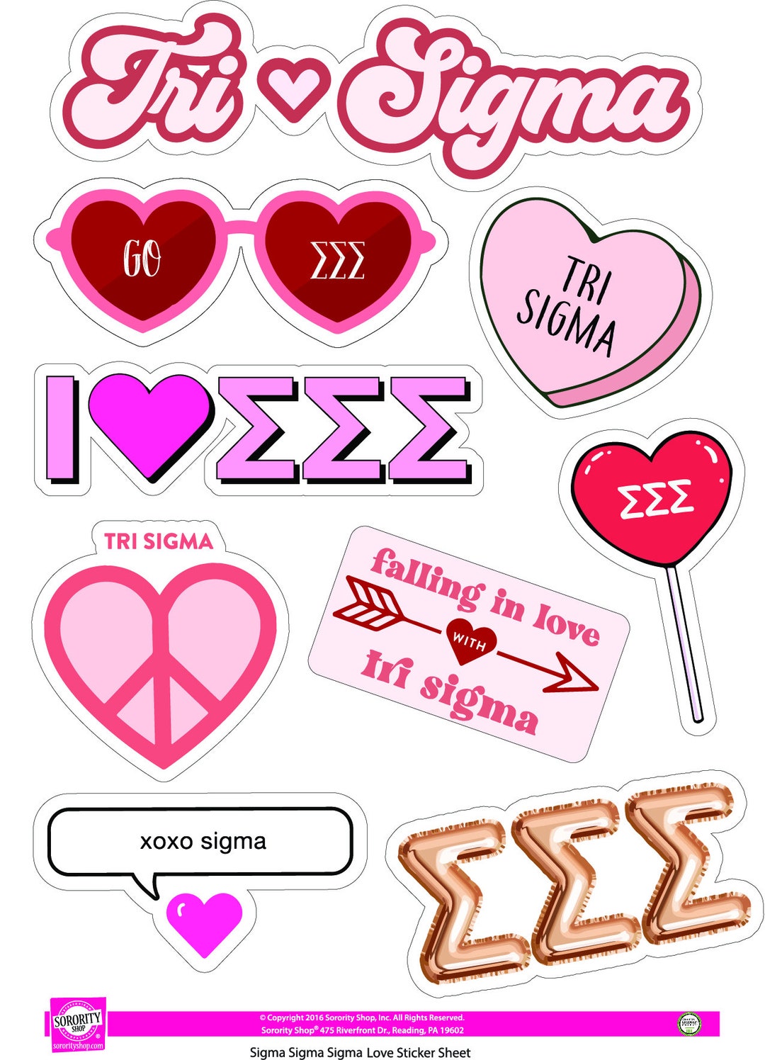 Sigma Sigma Sigma - Heart Stickers - Etsy