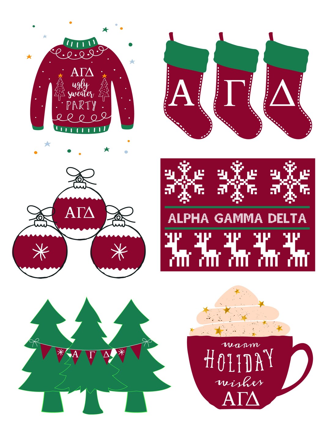 Alpha Gamma Delta - Christmas Stickers - Etsy