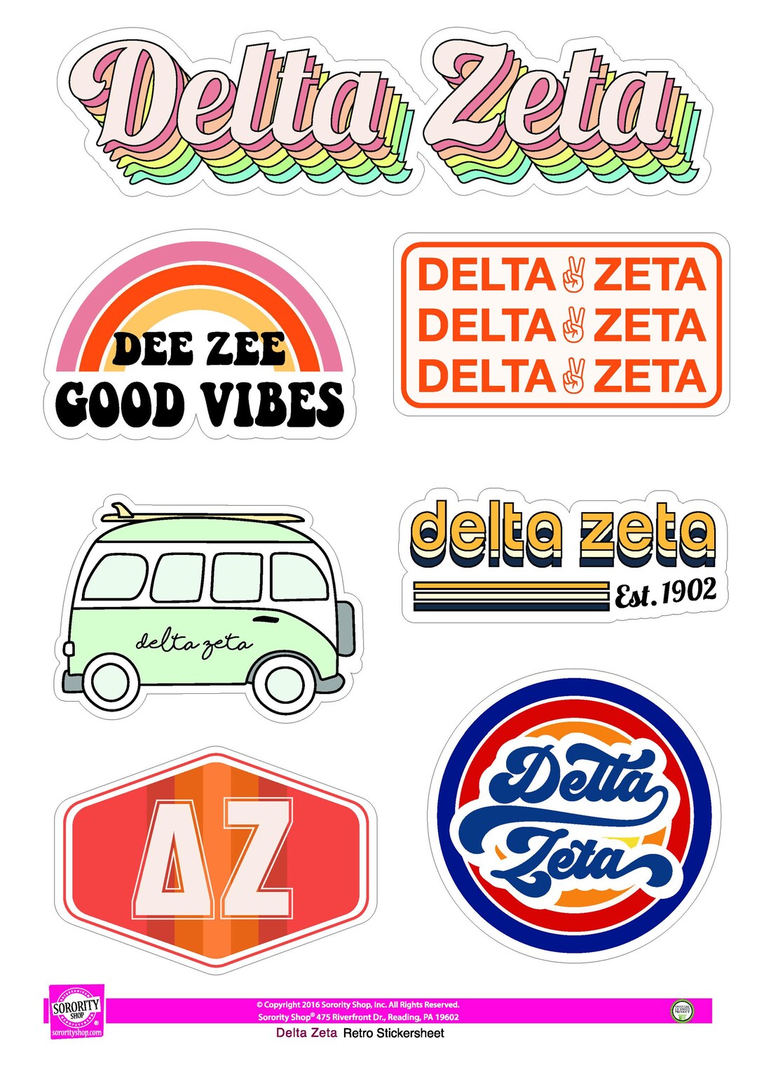 Delta Zeta - Retro Stickers - Etsy