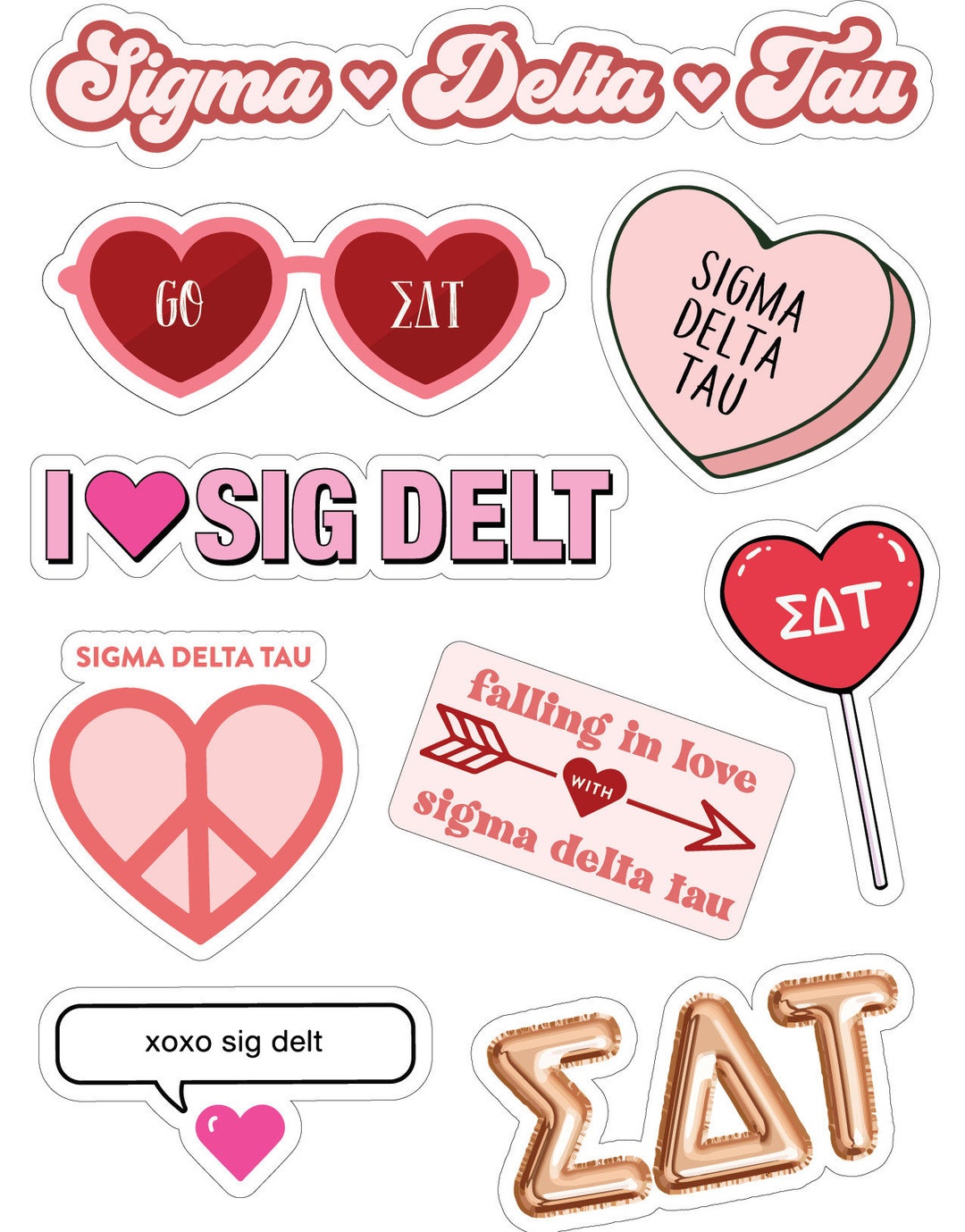 Sigma Delta Tau - Heart Stickers - Etsy