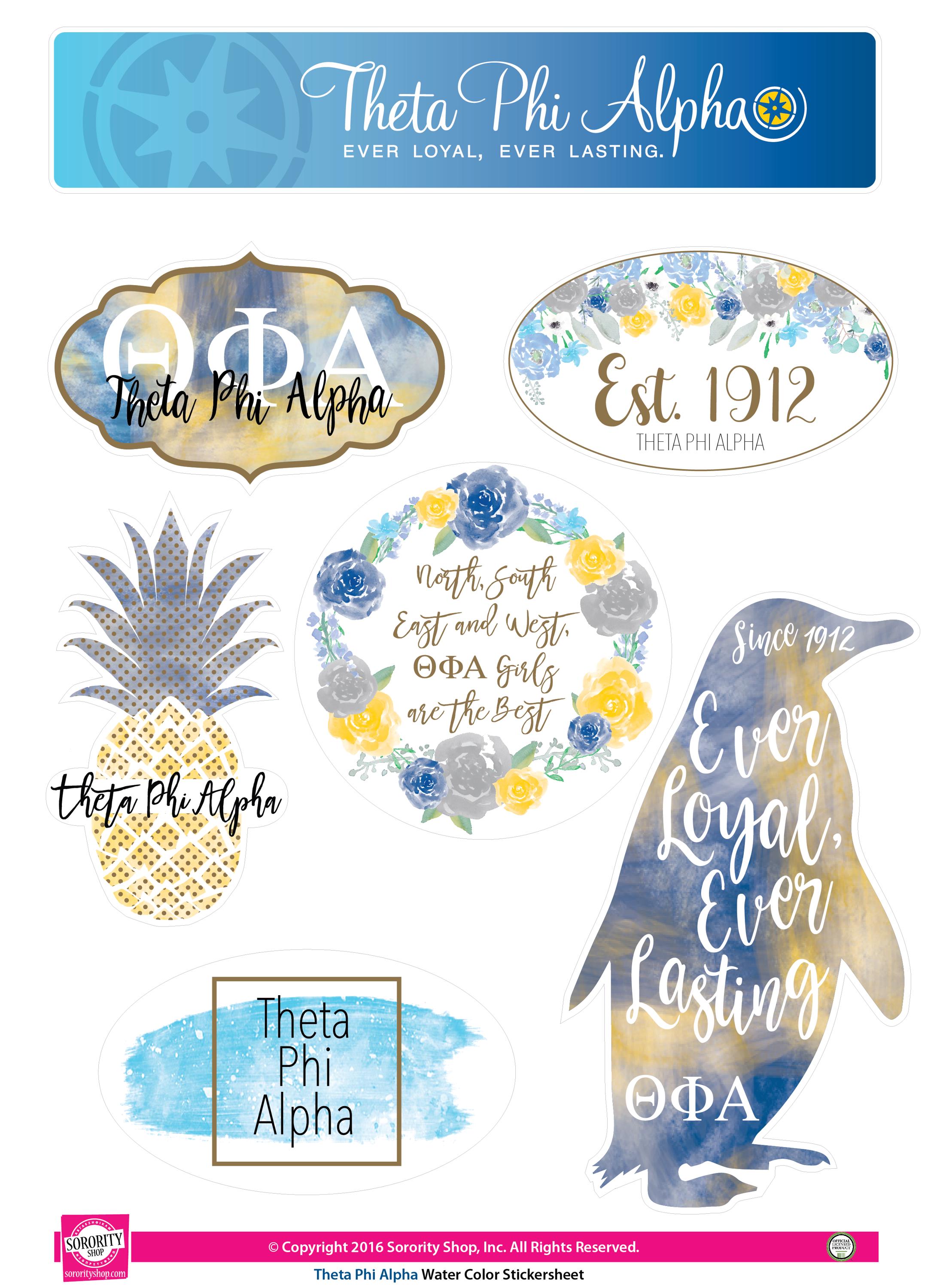 Theta Phi Alpha - Watercolor Stickers - Etsy