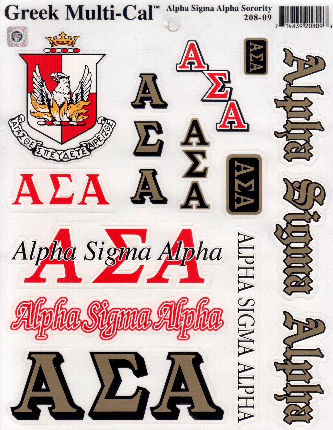 Alpha Sigma Alpha - Multi-cal Stickers - Etsy