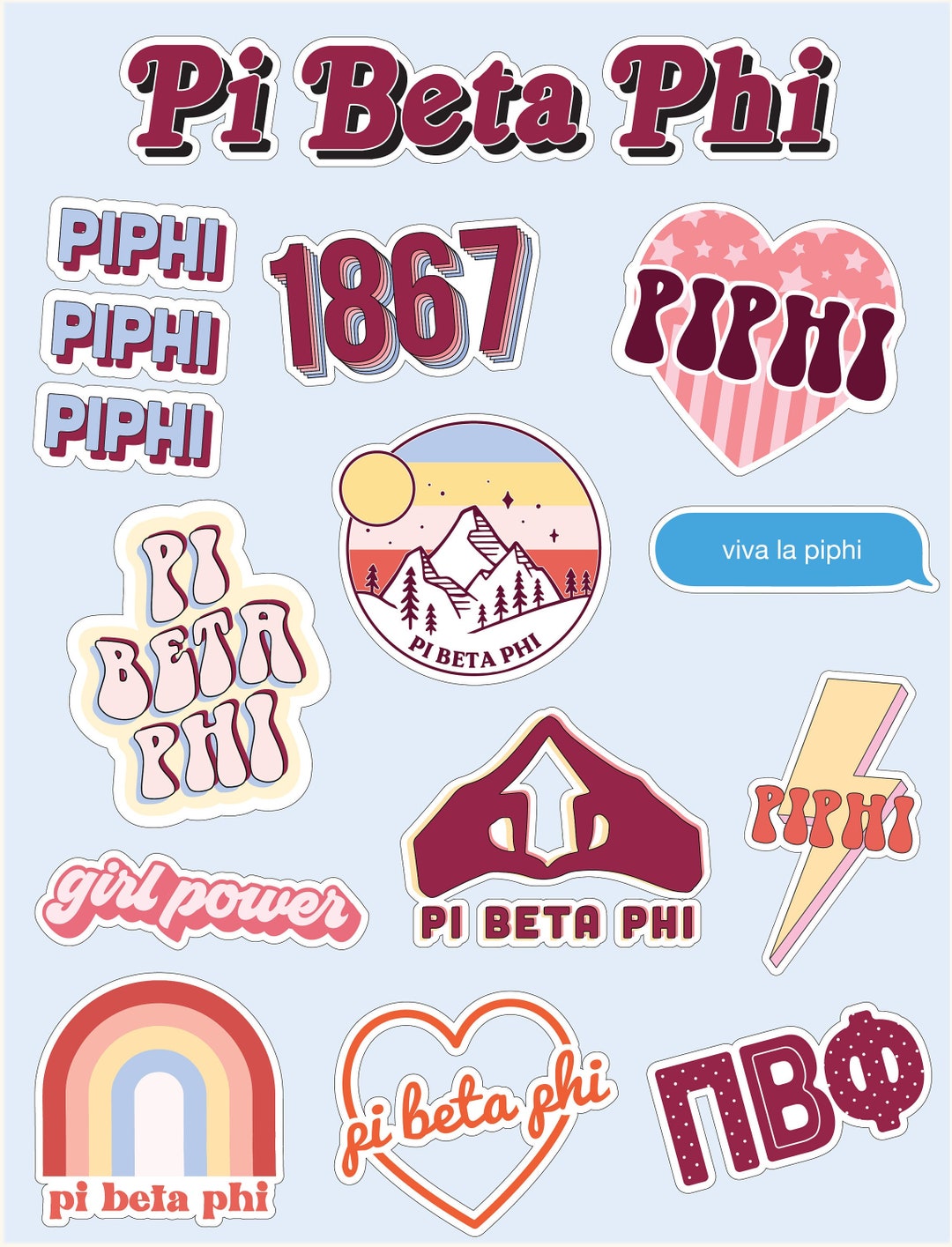 Pi Beta Phi - Girl Power Stickers - Etsy